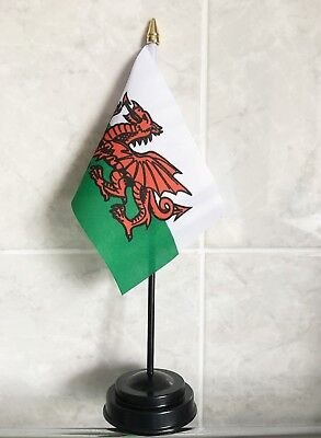 WALES TABLE FLAG desktop flags 6" x 4" with 10" pole and flat base ...