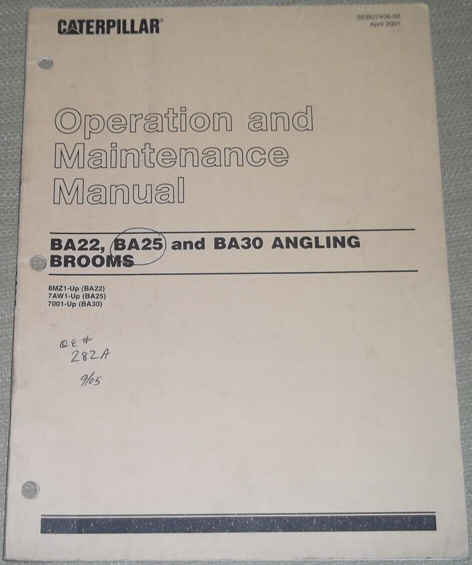 CAT CATERPILLAR BA22 BA25 BA30 ANGLING BROOM OPERATION MAINTENANCE ...