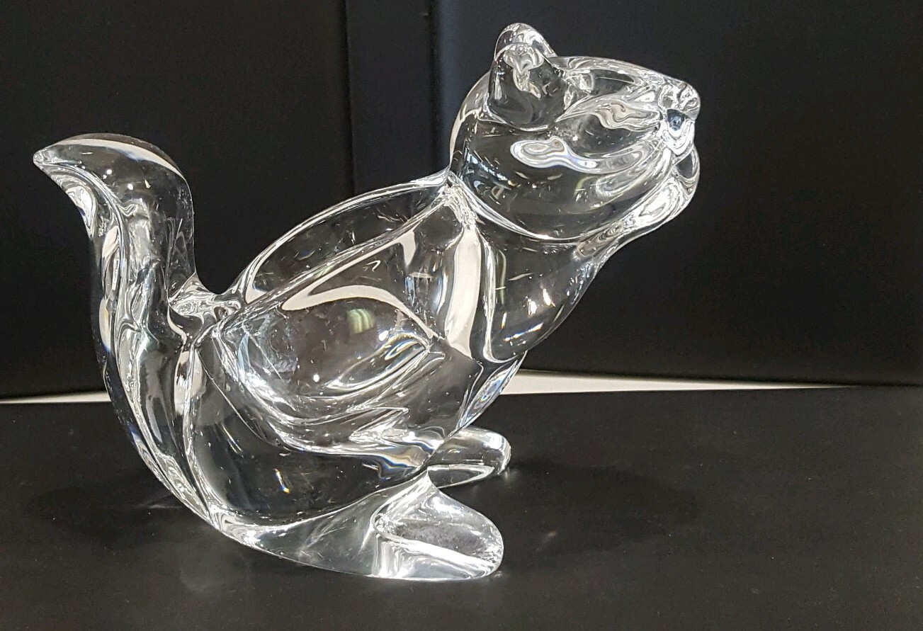 Vintage Large Carole Stupell Clear Art Glass Crystal Squirrel Figurine ...