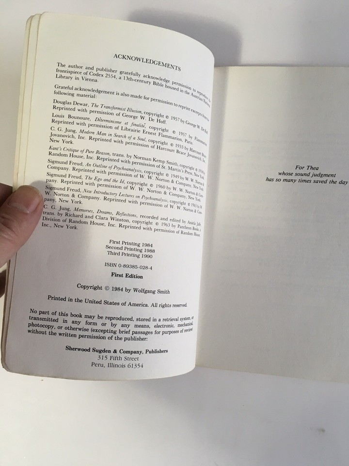 Cosmos & Transcendence by Wolfgang Smith 1984 First Edition Softcover ...