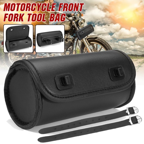 Motorcycle Front Fork Tool Bag Leather SaddleBag Storage Pouch Luggage ...