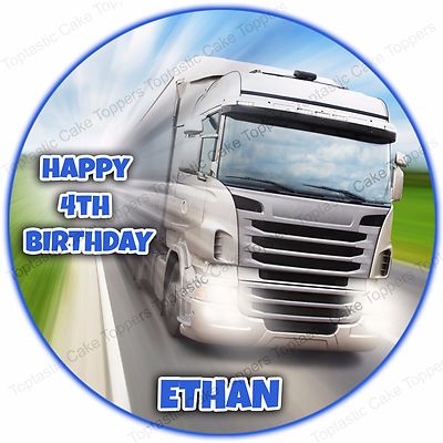 Personalised HGV Truck Articulated Lorry Edible Icing Birthday Party ...