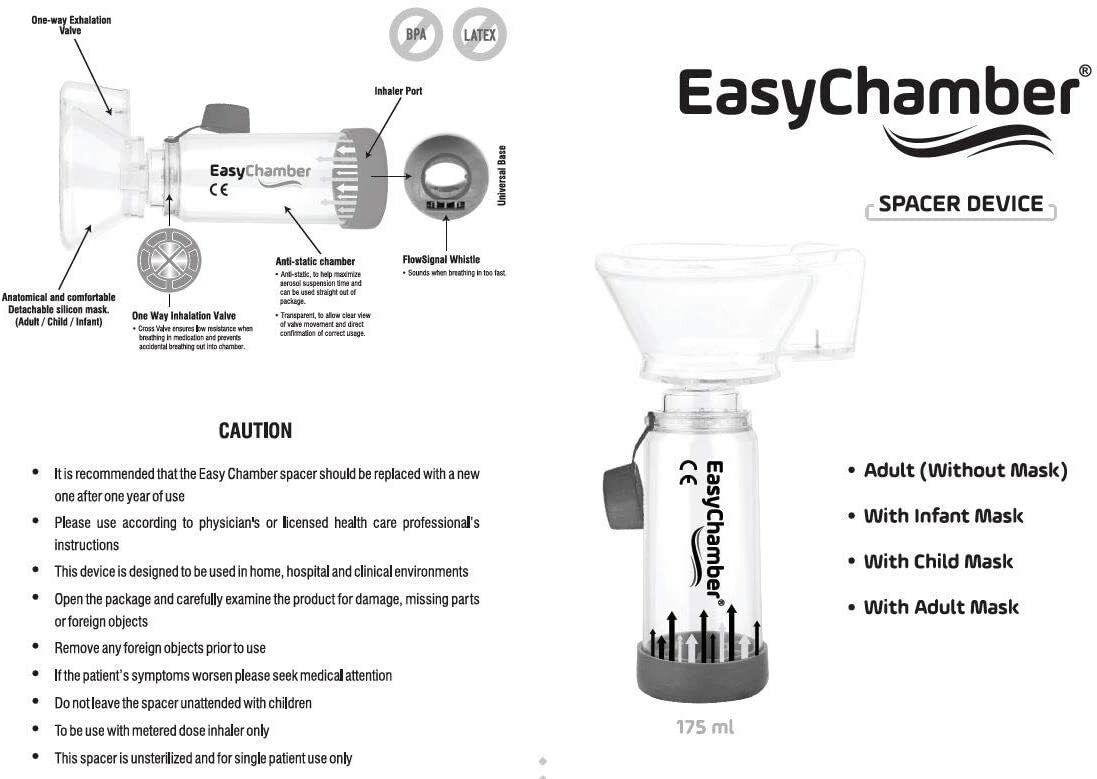 Spacer Device with Child Mask, for use with metered dose Inhaler ...