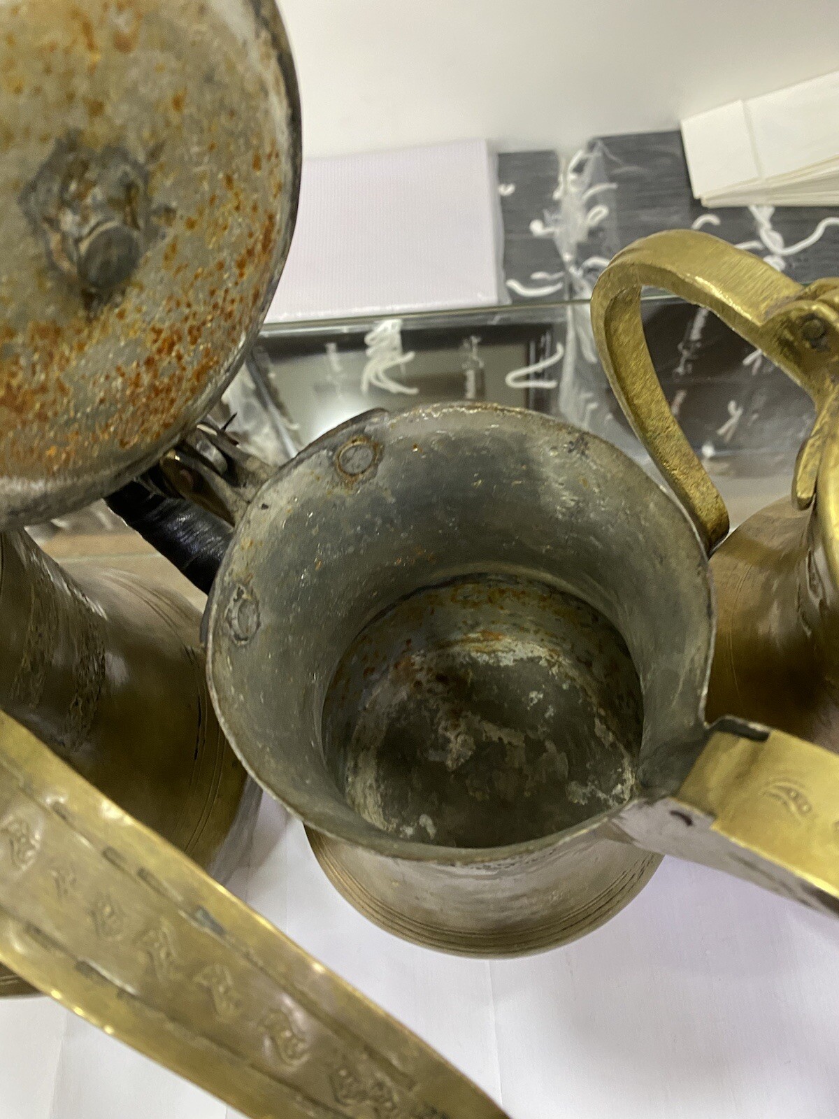 Antique Middle East Coffee Pot Set of Dallah Brass Kuwaiti Bedouin ...