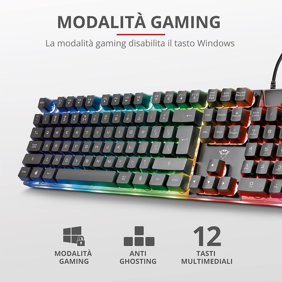 Trust Gaming GXT 838 Azor Mouse e Tastiera Gaming, Layout Italiano ...