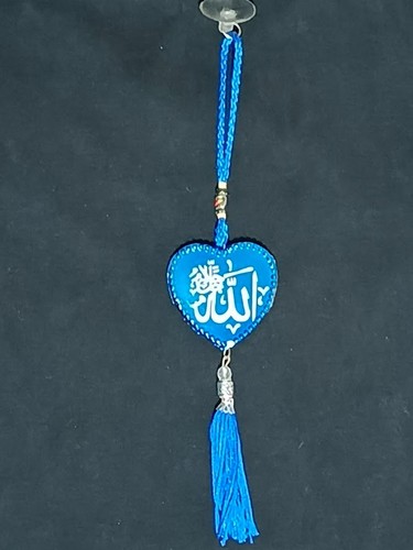 Blue Heart Shaped Pendant Engraved Allah Muhammad Sacred Islamic ...