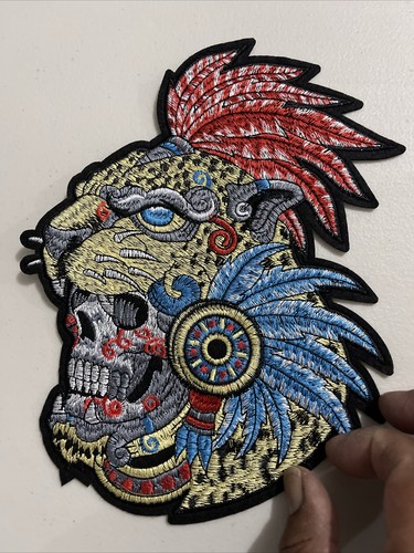 Aztec Skull Warrior Large Back Patch: Embroidered, Iron On, 9” X 7 ...