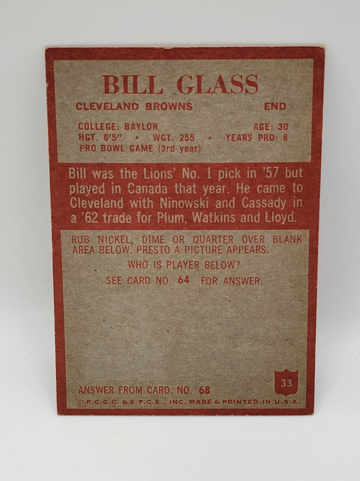 1965 Philadelphia - #33 Bill Glass, Bill Glass for sale online | eBay