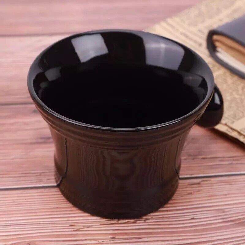 WHITE BLACK Shaving Soap Bowl /Mug With Handle unbreakable plastic ...