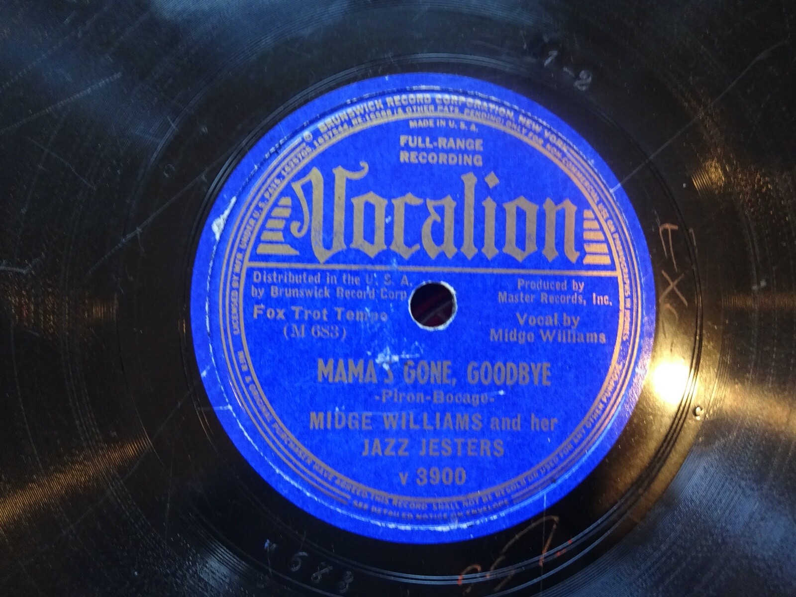 Midge Williams & Jazz Jesters "Mama's Gone Goodbye" VOCALION 3900 Jazz ...