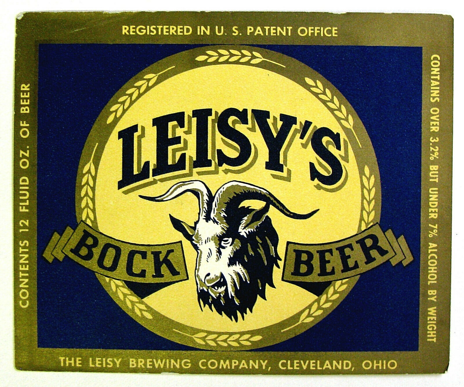 Leisy Brewing Co LEISY'S BOCK BEER label OH 12oz ABW 3.2-7% | eBay