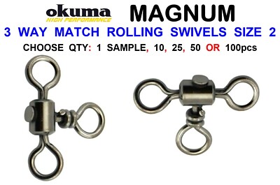 OKUMA 3 WAY MATCH ROLLING SWIVELS SIZE 2 SEA FISHING LINE SNOOD RIG ...
