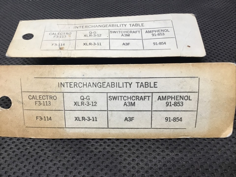 Pair Switchcraft A3M Audio connector three pin male Q – G type Amphenol 91-853 | eBay