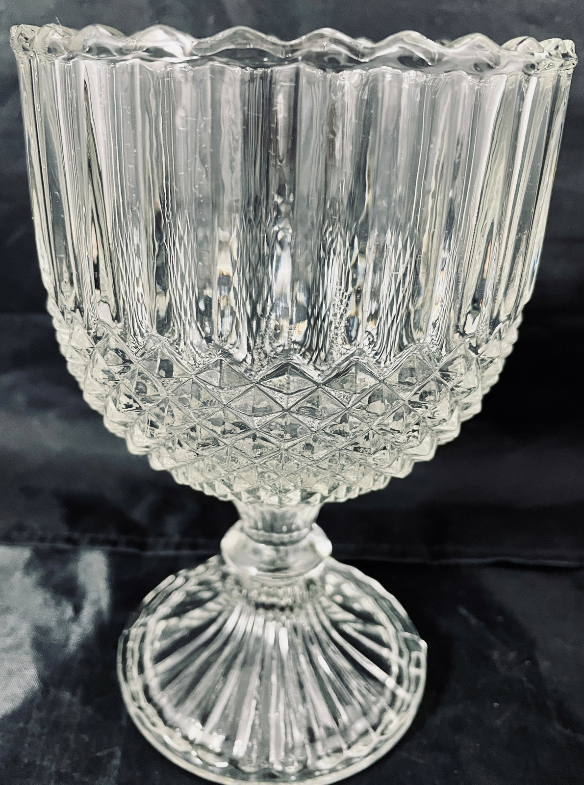 Anchor Hocking Pressed Glass Ribbed Stemmed Water Goblet 6-1/8" 1 GLASS ...