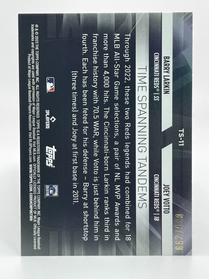 2023 Topps Update LARKIN JOEY VOTTO Reds Time Spanning Tandems BLACK ...