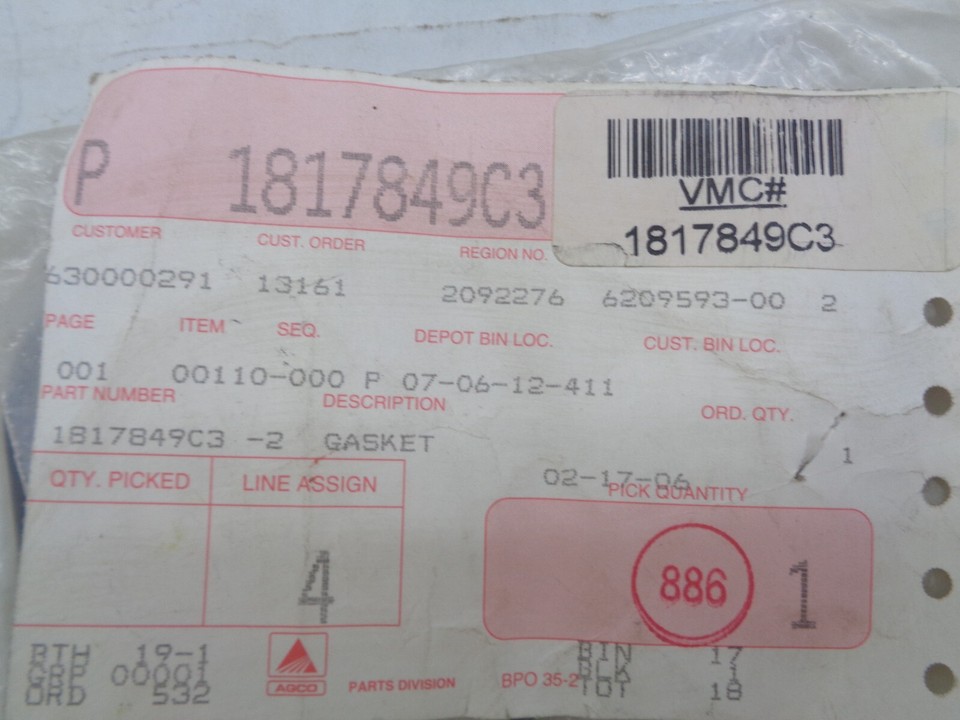 AGCO GASKET - 1817849C3 BX8 | eBay