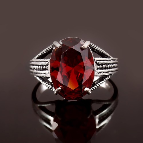 925 Sterling Silver Mozambique Garnet Gemstone Handmade Jewelry Ring ...