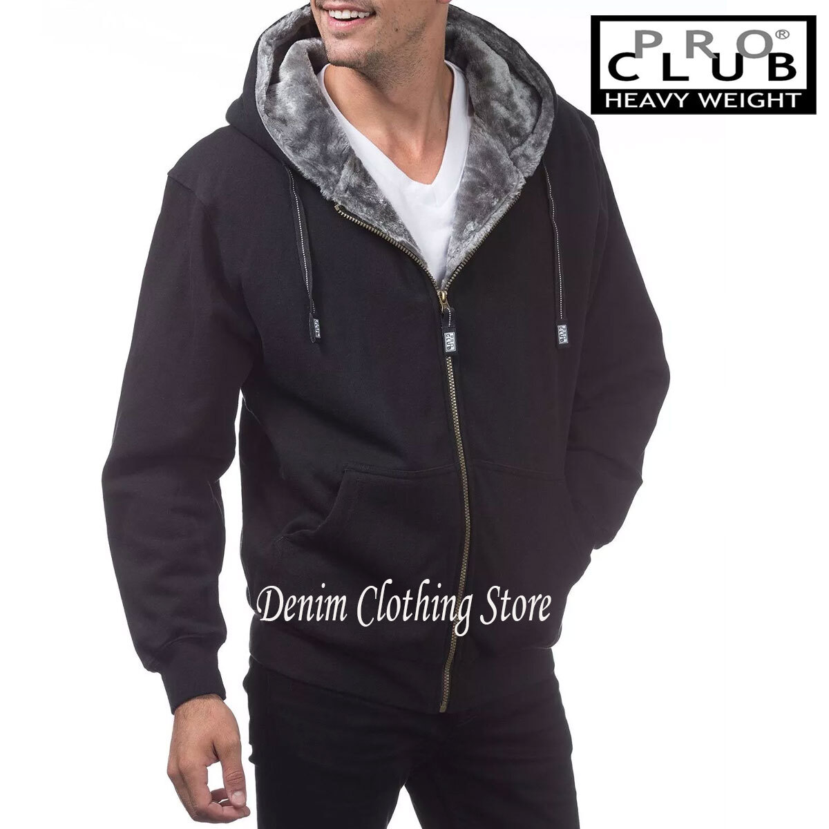 Pro Club Pile Full Zip Up Hoodie Heavyweight Thick Jacket Sweatshirts ...
