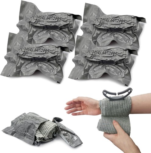4 PACK 4" Trauma Bandage Emergency Israeli Style Battle Wound Dressing ...