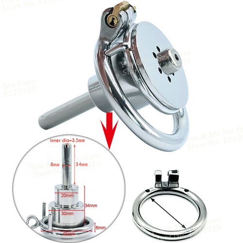Stainless Steel Inverted Plugged Small Short Male Chastity Device Male ...