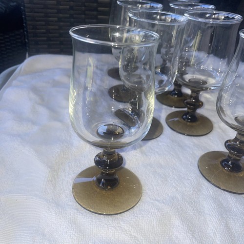 Vintage Libbey Two-Tone Tawny Brown Tulip 5.75” Goblet Glass Set Of 8 ...