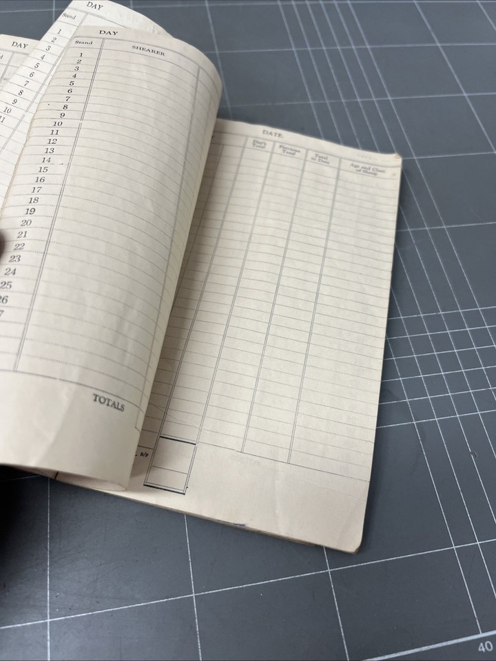 VINTAGE SHEEP SHEARING TALLY BOOK SHEAR 1940s VICTORIA FARM FARMING ART ...