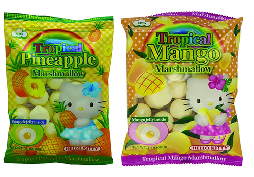 Two(2) Packs HELLO KITTY Pineapple & Mango Marshmallow Candy W/ Jelly 3 ...