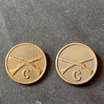 US Army WW1 Pair Of Collar Discs Infantry Company C | eBay