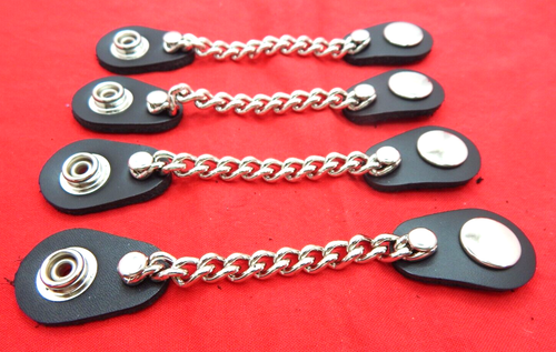 Snap Button Biker Motorcycle Leather and Chain Vest Extenders Junk Draw ...