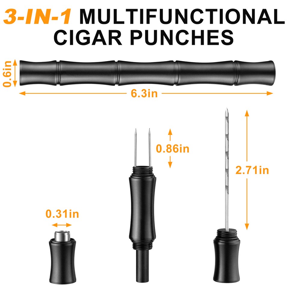 Luxury 3 in 1 Cigar Draw Enhancer Needle Punch Tool Cigar Holder with ...