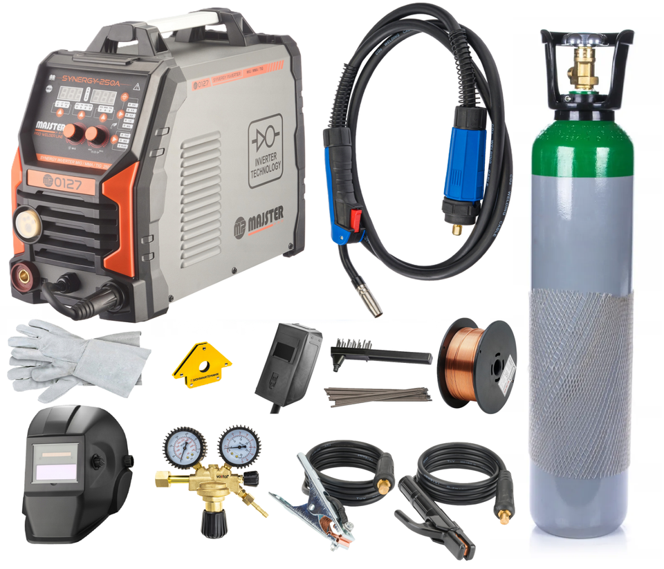 MIG MAG MMA TIG Welder 250A Weld Synergy Machine Shield gas cylinder ...