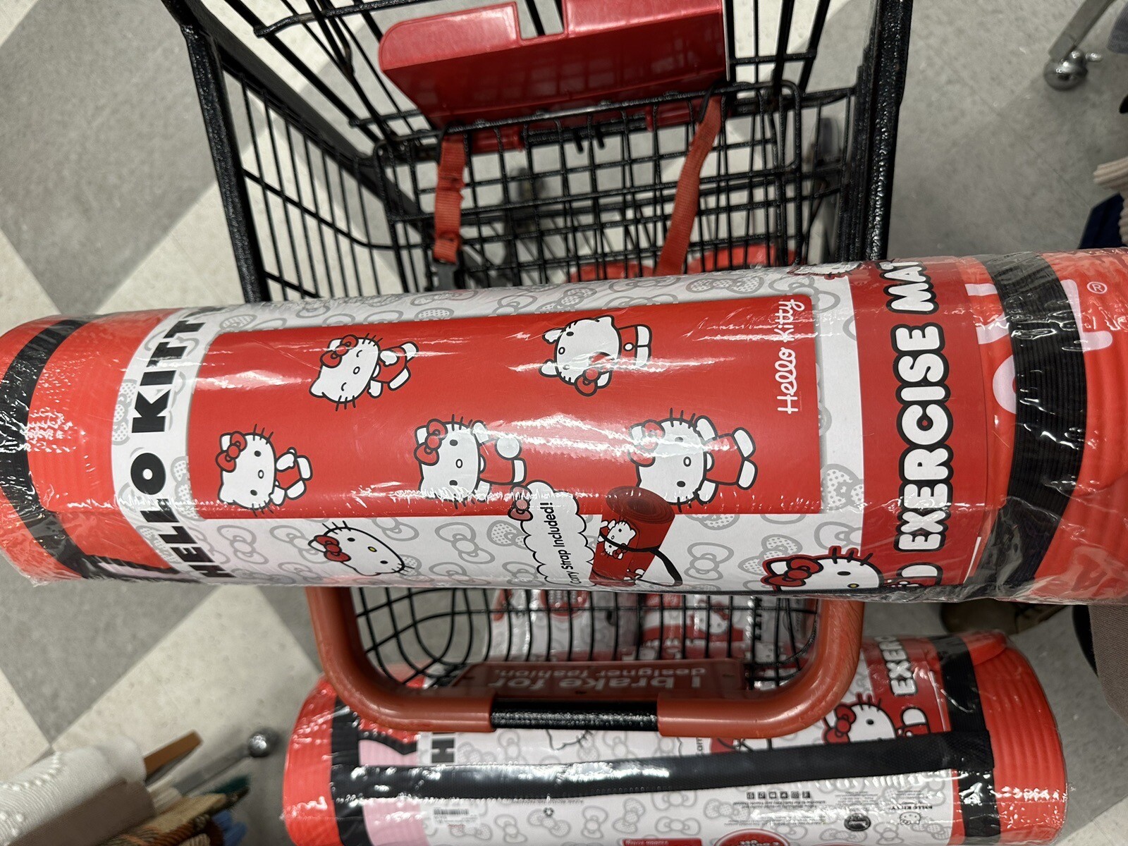 NEW Hello Kitty Sanrio Exercise Yoga Red Mat 24"W×68"L - 10mm Carry ...