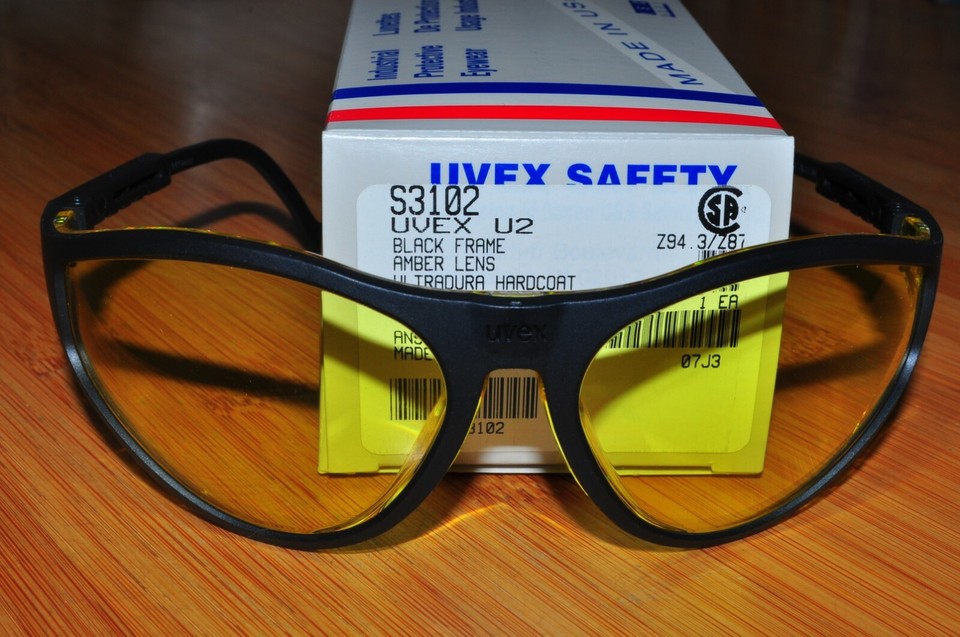Uvex U2 Eyewear Safety Glasses S3102X Black Frame Amber Yelow Lens Made ...