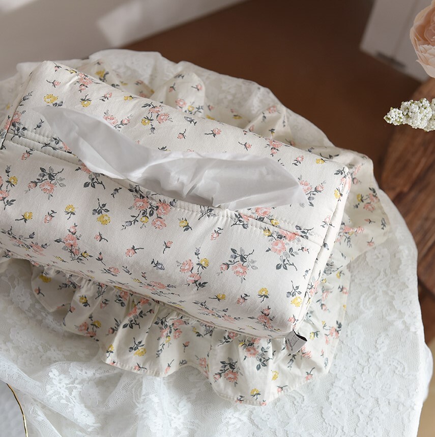 Rose Floral Cotton Tissue Box Cover Home Decoration Refill Holder, Made ...