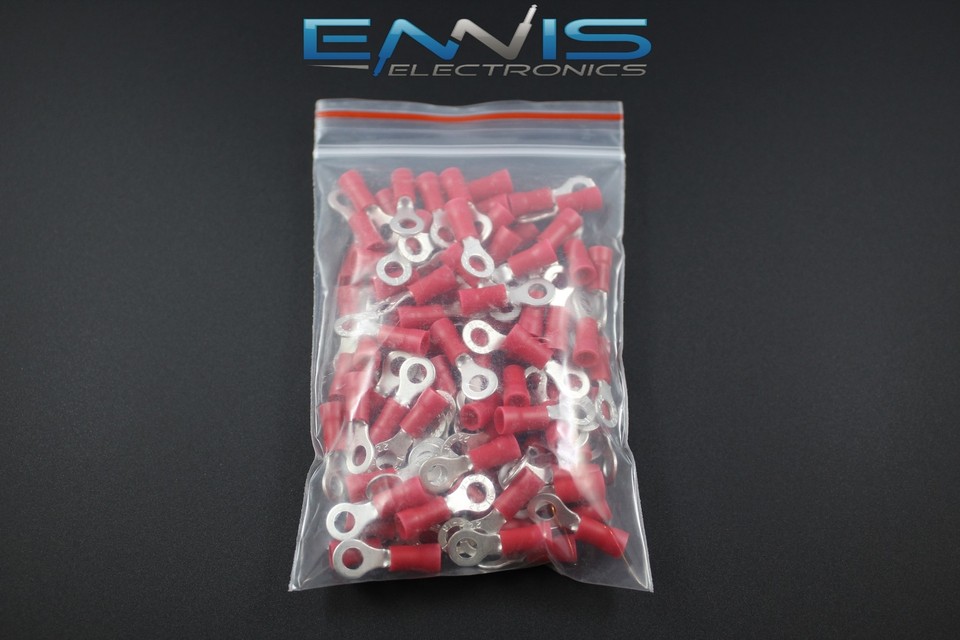 18-22 GAUGE VINYL RING # 8 RED 500 PK CRIMP TERMINAL AWG GA CAR SUV | eBay