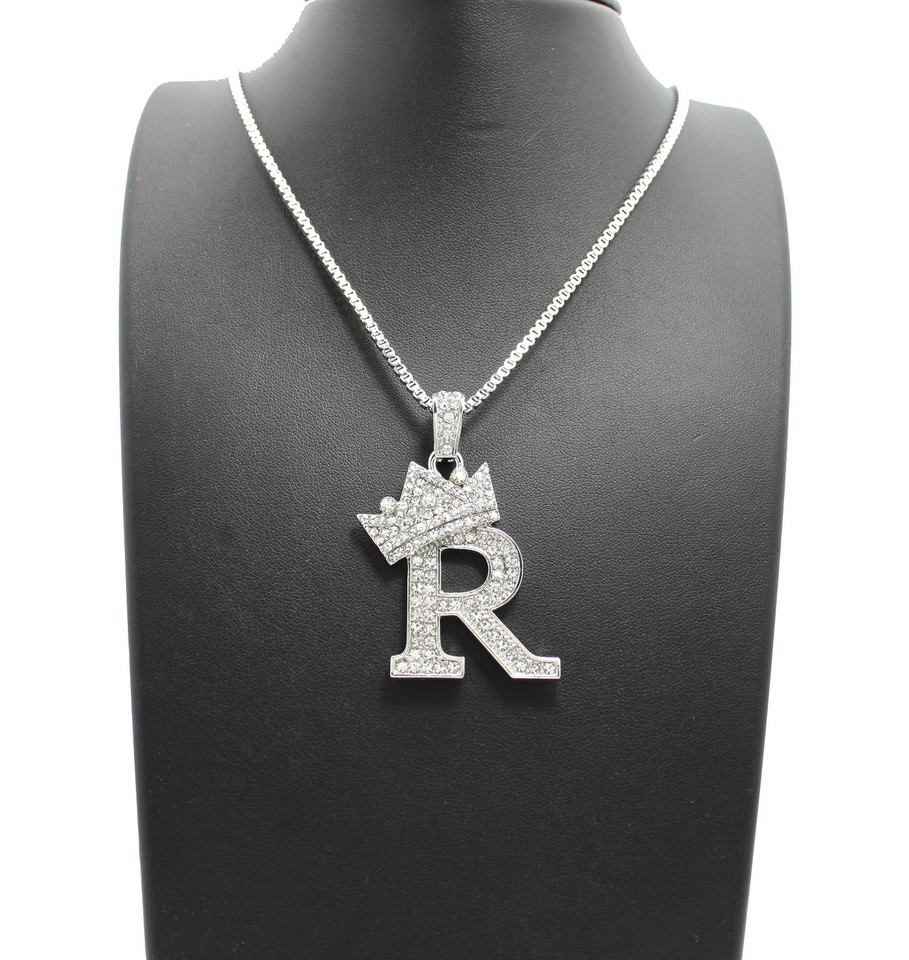 NEW KING 'R' PENDANT & 24" BOX/CUBAN/ROPE/FOX CHAIN HIP HOP NECKLACE ...