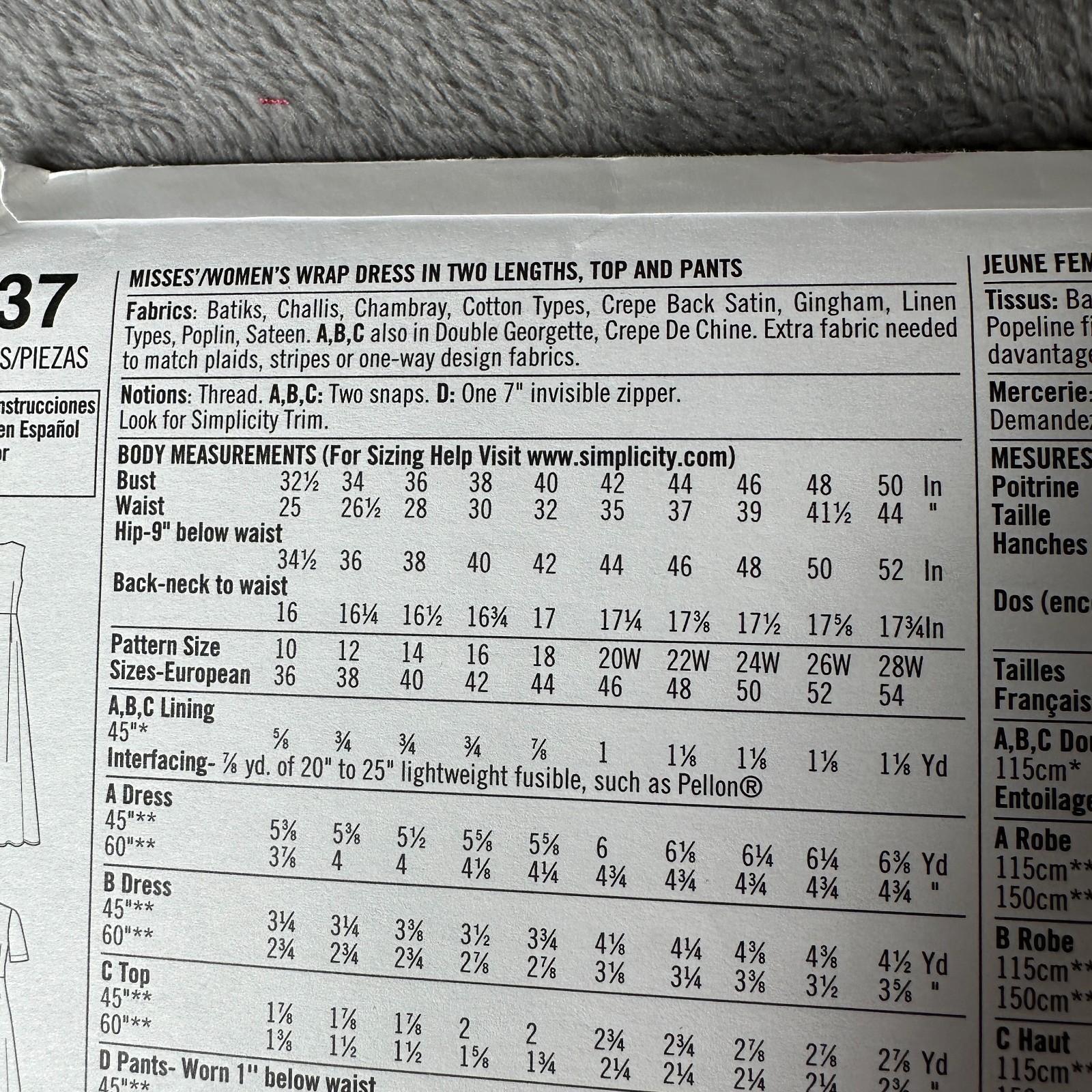 Simplicity Sewing Pattern 8137 AA Misses Wrap Dress 2 Lengths Top Pants ...