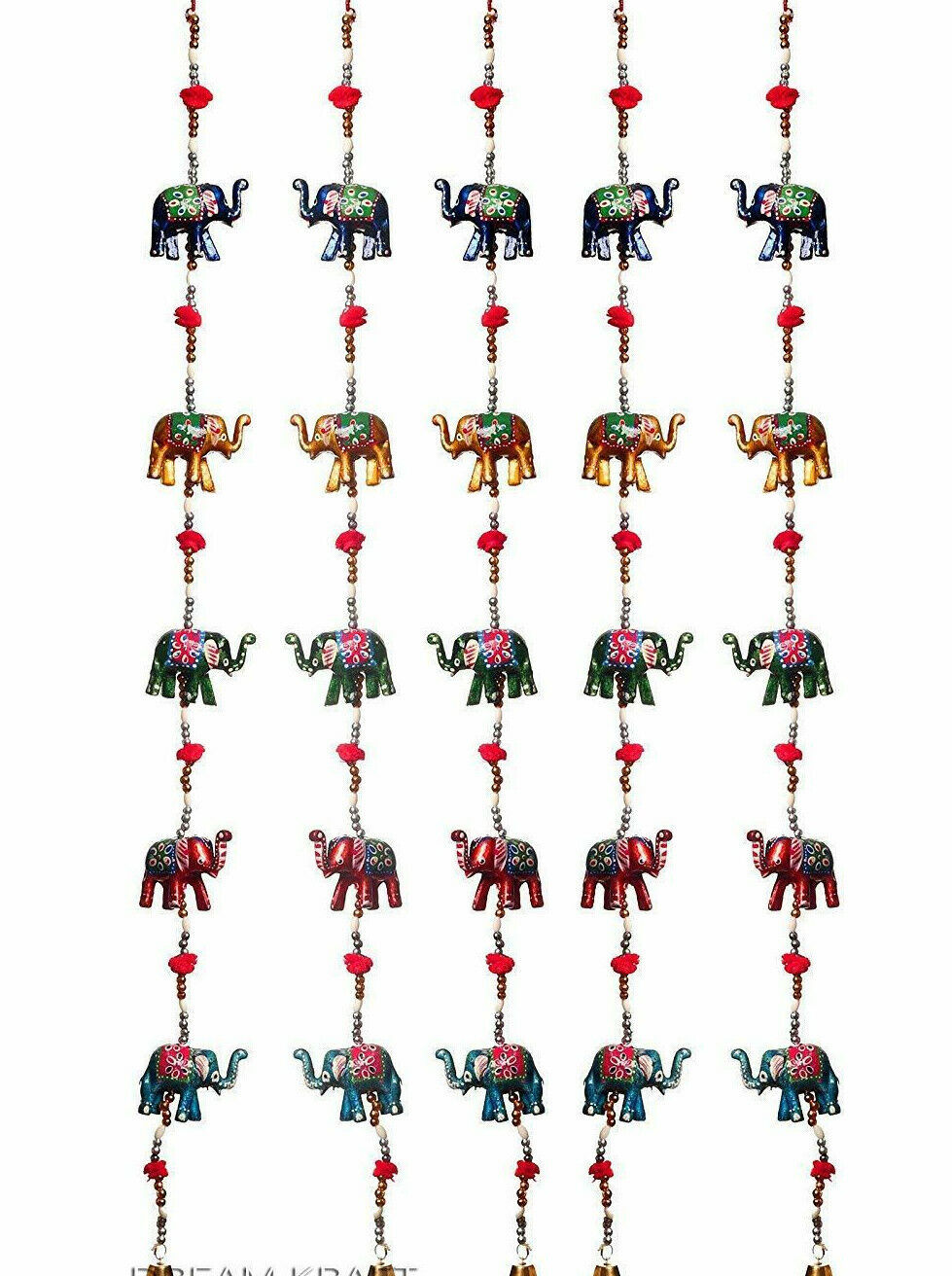 Pack of 2 Door Hanging Decorative Hand Painted Elephant Strings Mobile ...