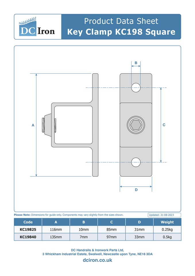 Industrial Handrail Galvanised Mild Steel Square Key Clamp Fittings Box ...