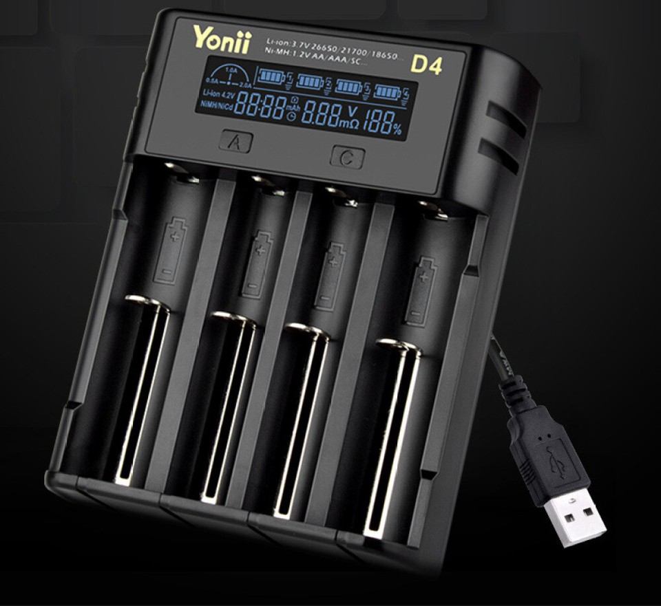 2/4 slots USB charger 3.7V for 26650 Li-ion batteries battery charger ...