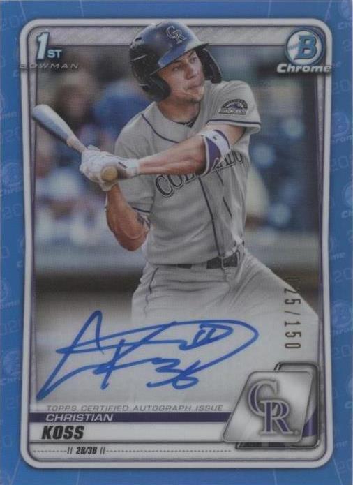 2020 Bowman Chrome - Prospect Autographs Christian Koss #CPA-CK Blue ...