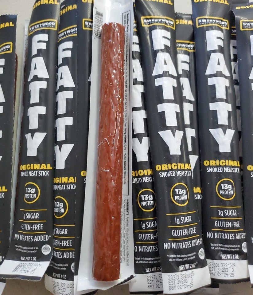 19x Sticks Fatty Smoked Original Meat Sticks 2oz Beef Jerky 13g Protein ...