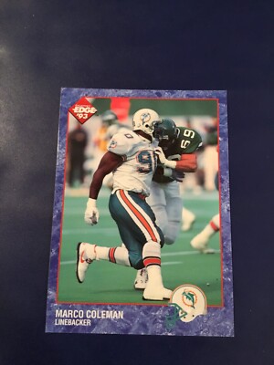 1993 Collectors Edge #112 MARCO COLEMAN Miami Dolphins Great Card! | eBay