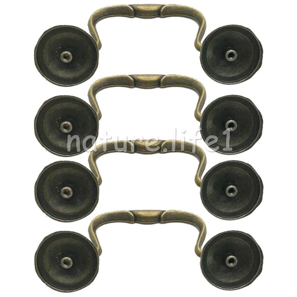 4X Traditional Swan Drop Cabinet Drawer Door Pull Handle Antique Brass ...