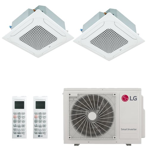 LG Ceiling Cassette Mini Split Heat Pump System - 2-Zone - 24k BTU ...