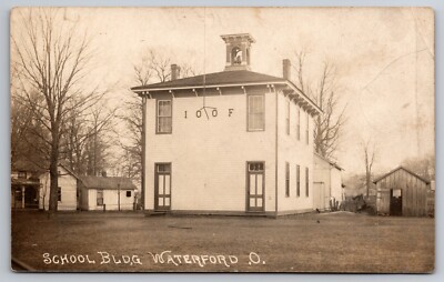 School Building Waterford Ohio OH IOOF Odd Fellows c1910 Real Photo ...