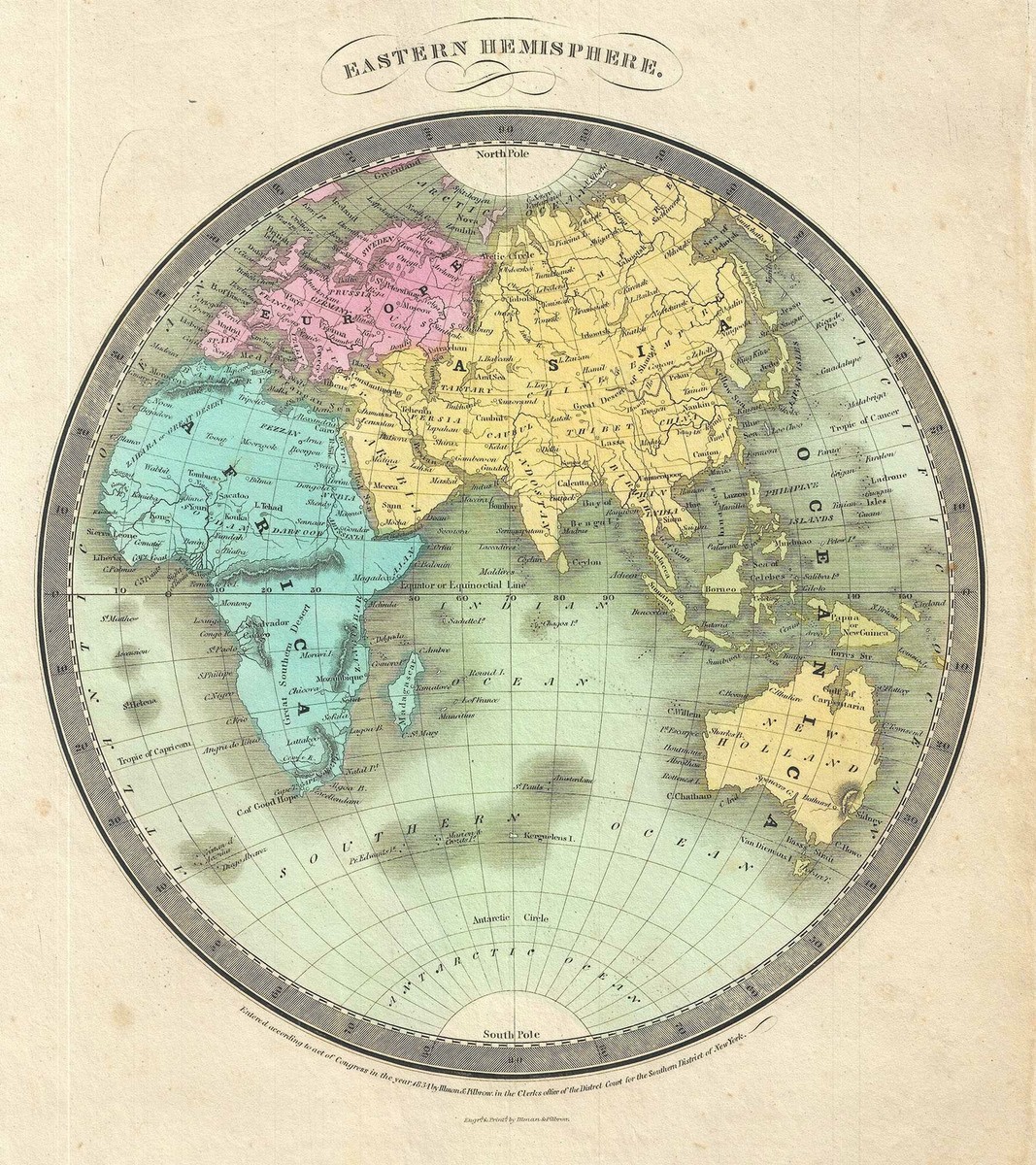 Eastern Hemisphere Continents Map Eastern Hemisphere Map From 1808
