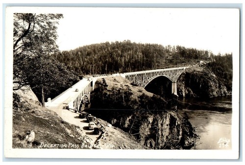 1947 Deception Pass Bridge Cars Washington WA RPPC Photo Posted Vintage ...