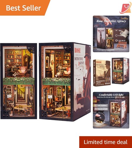 Book Nook Kit Wood Miniature House DIY Alley Model LED Light Home Decor ...