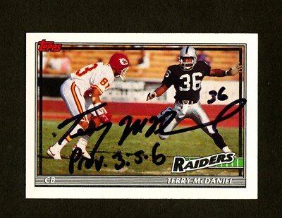 1991 Topps Terry McDaniel #88 Autographed Card ~ Los Angeles Raiders ...